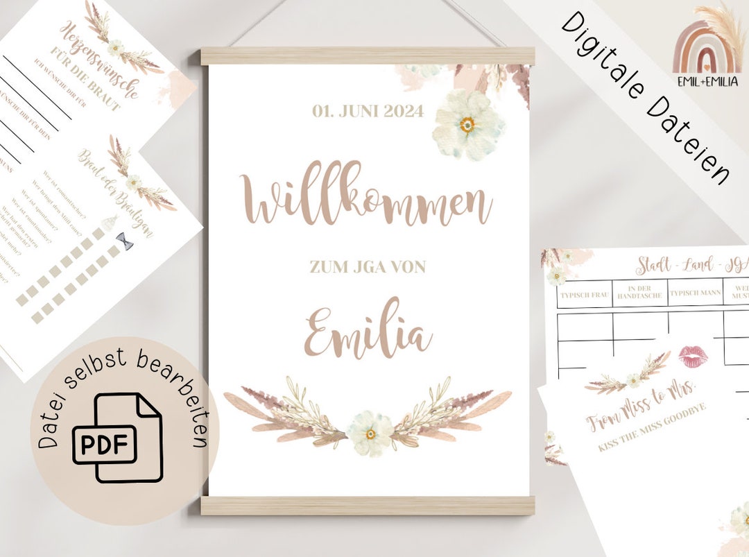 Junggesellinenabschied, JGA, Boho Deko, JGA Spiele, Willkommensschild ...