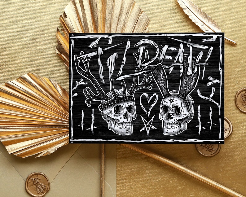 Skull Wedding Card Custom Congratulations Wedding Skulls Goth - Etsy