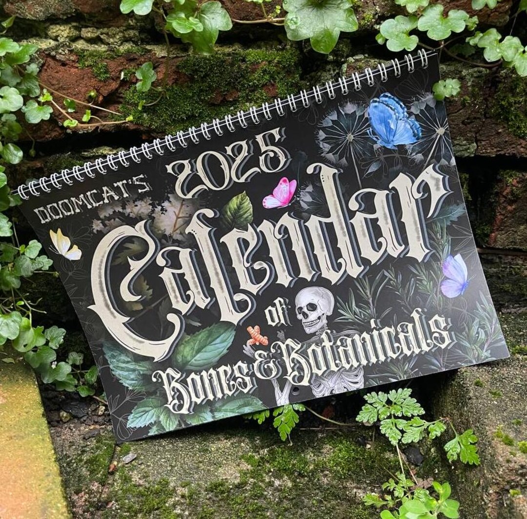 2025 Calendar A4 Goth Bones and Botanicals Christmas Gift Skulls Gothic ...