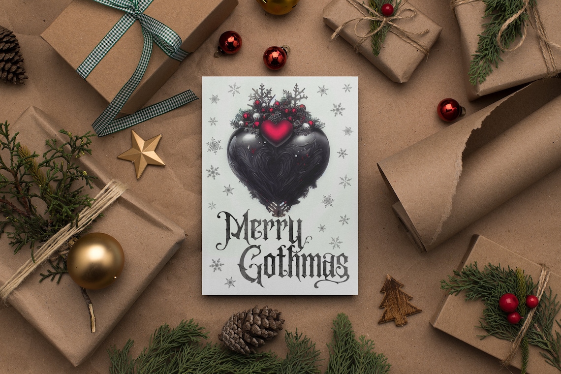 Goth Christmas Card Merry Gothmas Gothic Holiday Greeting - Etsy