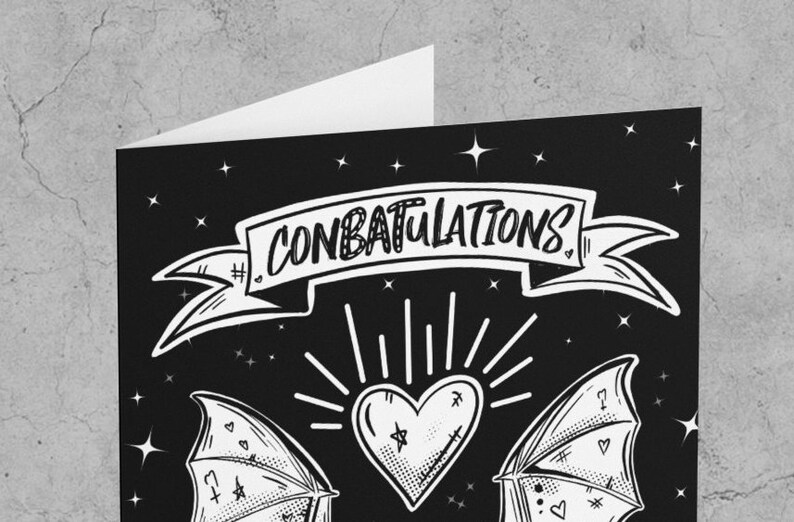 Bats Wedding Card ANY NAME Custom Congratulations Personalised - Etsy UK
