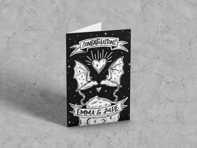 Bats Wedding Card ANY NAME Custom Congratulations Personalised - Etsy UK