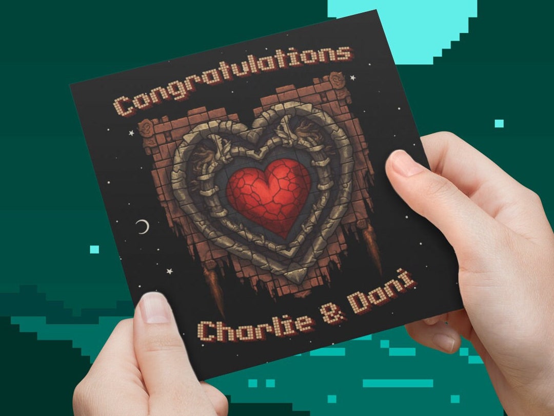 Dnd Custom Wedding Card Pixel Art Heart TT Dungeons Dragons Gamer ...