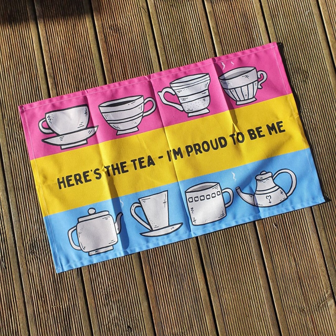 Pansexual Pride Tea Towel Flag LGBTQ+ "here's the Tea - I'm Proud to Be ...