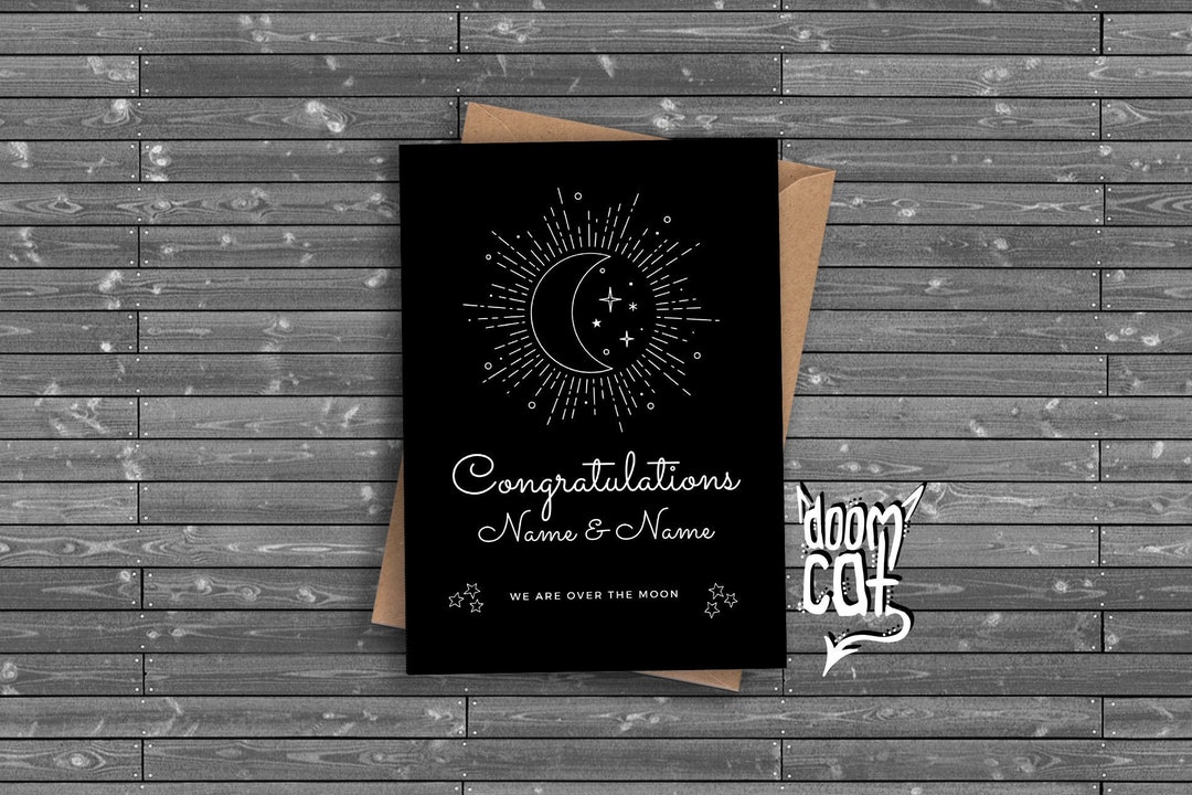Goth Wedding Card ANY NAMES Custom Congratulations Personalised Baby ...
