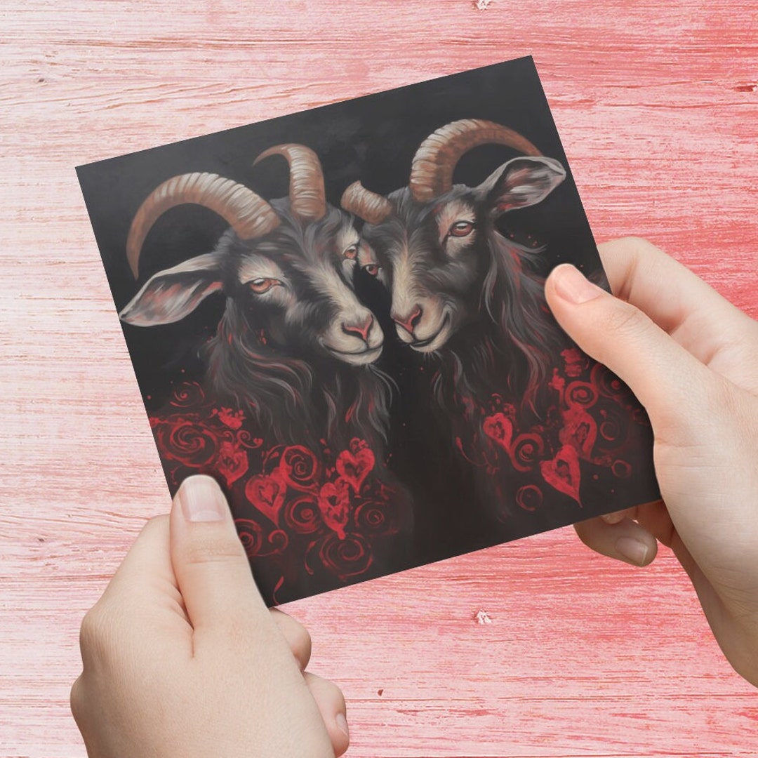 Black Goats Valentines Day Card Goat Phil Anniversary Goth Gothic ...