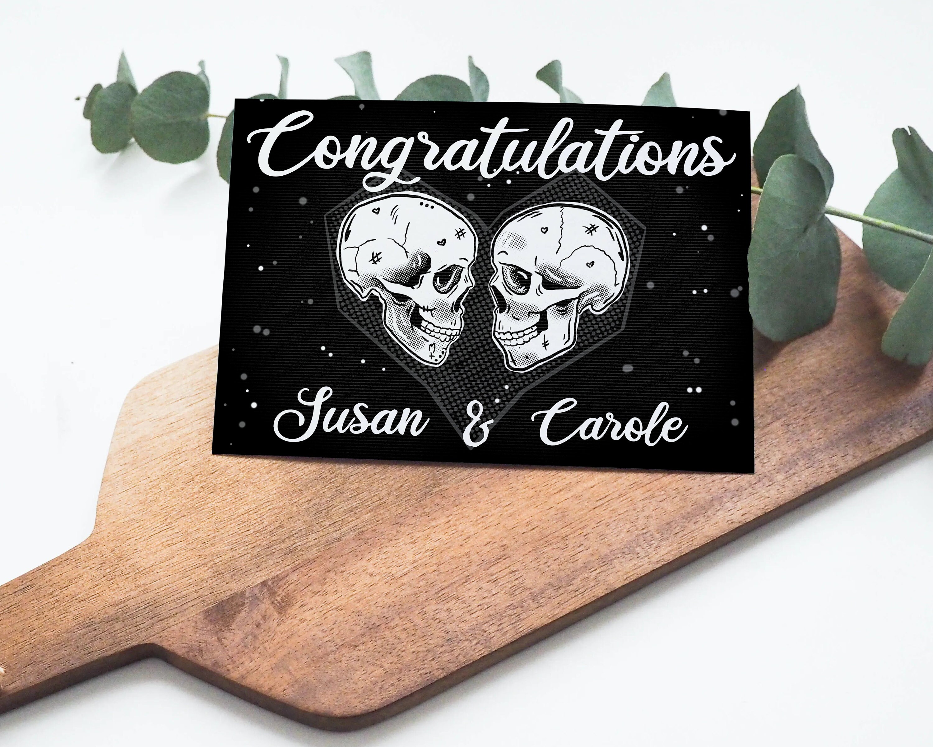 Skull Wedding Card ANY NAME Custom Congratulations Personalised Wedding ...