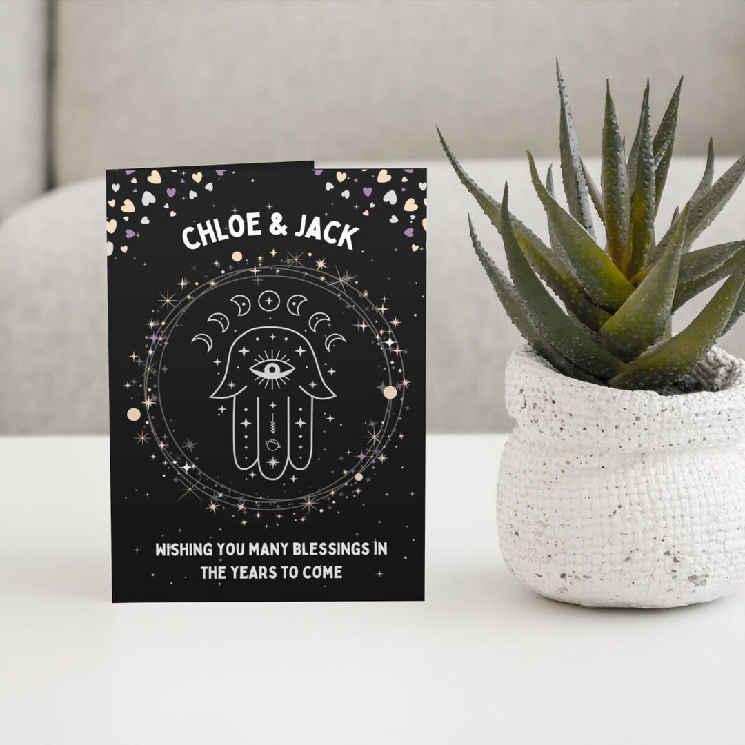 Hamsa Wedding Card Goth Gothic Black Custom Personalised ...