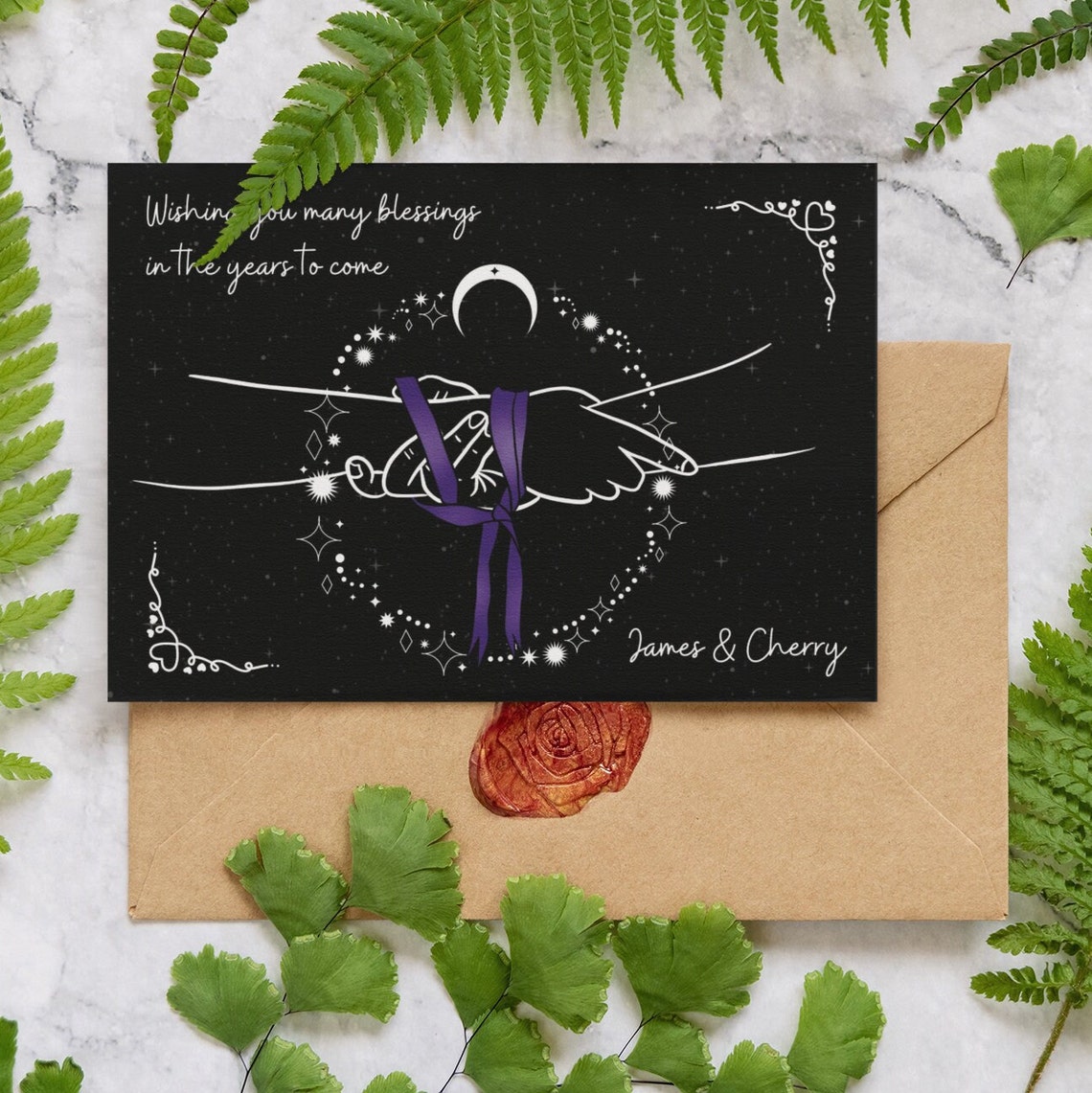 Handfasting Wedding Card Custom Marriage Engagement Personalised Stars ...
