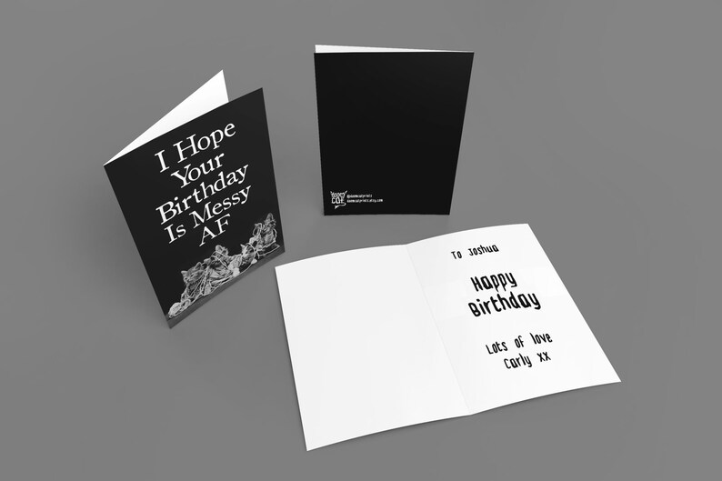 Custom Birthday Card Greetings Messy AF Vintage Cats Kittens Creepy ...