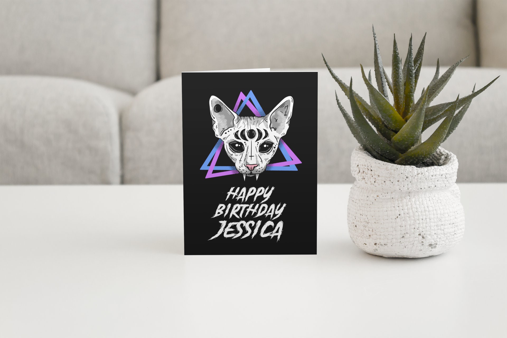 Sphynx Cat ANY NAME Birthday Card Custom Personalised Cards - Etsy