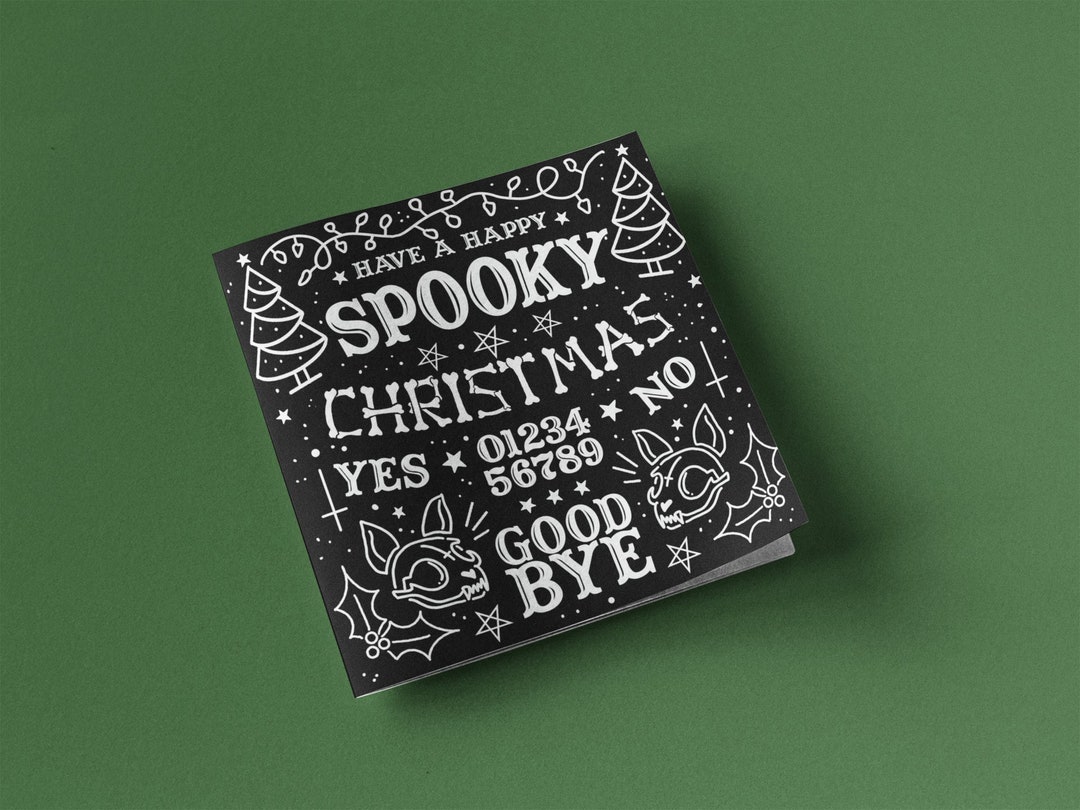 Goth Christmas Card Spooky Cat Skull Merry Gothmas Ouija Spirit Board ...