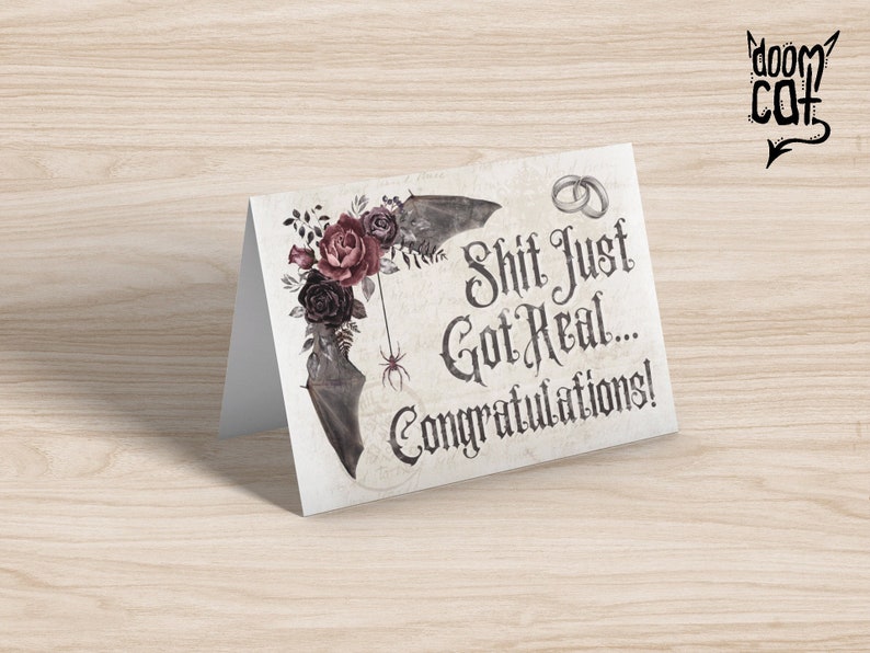 Gothic Wedding Card Shit Just Got Real Congratulations Goth - Etsy