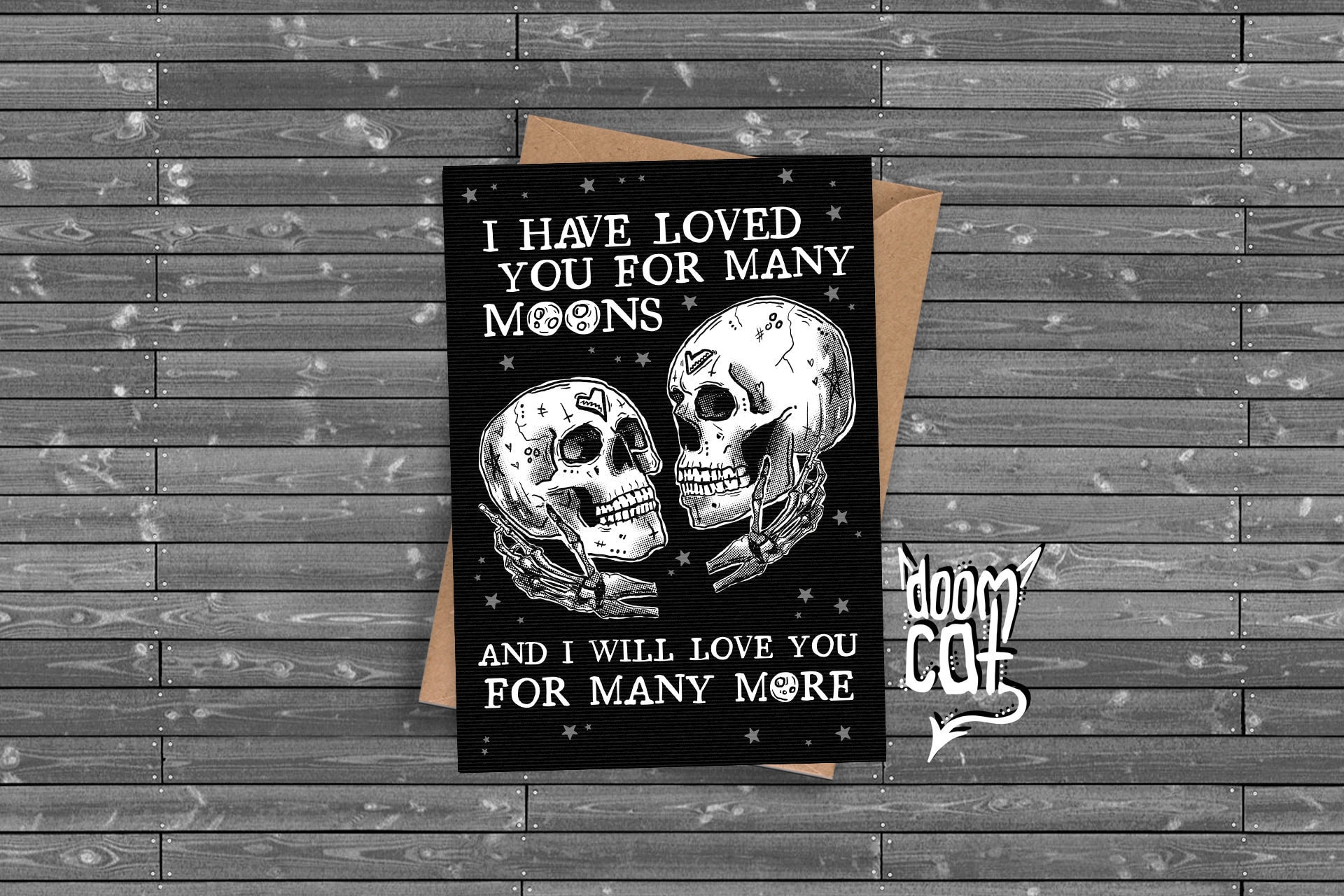 Skull Card many Moons Goth Skull Anniversary | Etsy UK