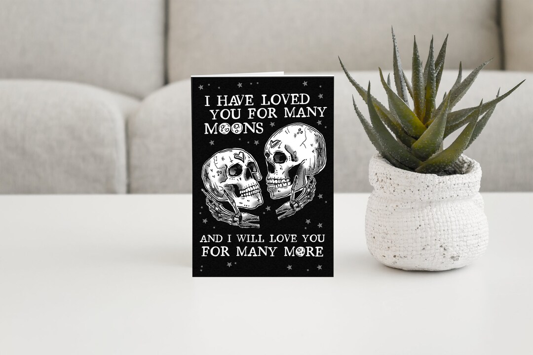 A6 Skull Card "many Moons" Goth Skull Anniversary Birthday Valentines ...