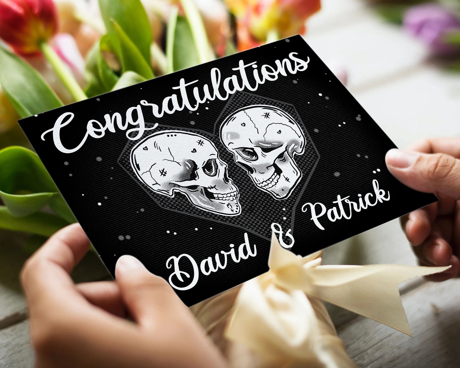 Skull Wedding Card ANY NAME Custom Congratulations - Etsy