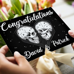 Skull Wedding Card ANY NAME Custom Congratulations Personalised Wedding ...