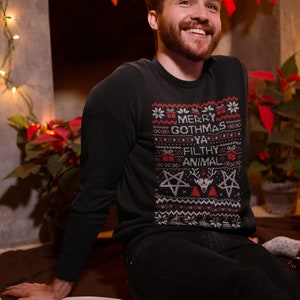 Gothic Christmas Jumper Sweatshirt Merry Gothmas Ya Filthy Animal Top ...
