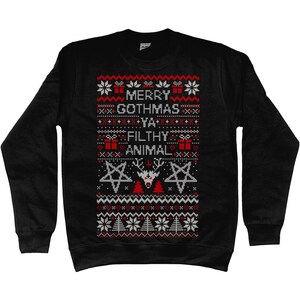 Gothic Christmas Jumper Sweatshirt Merry Gothmas Ya Filthy Animal Top ...