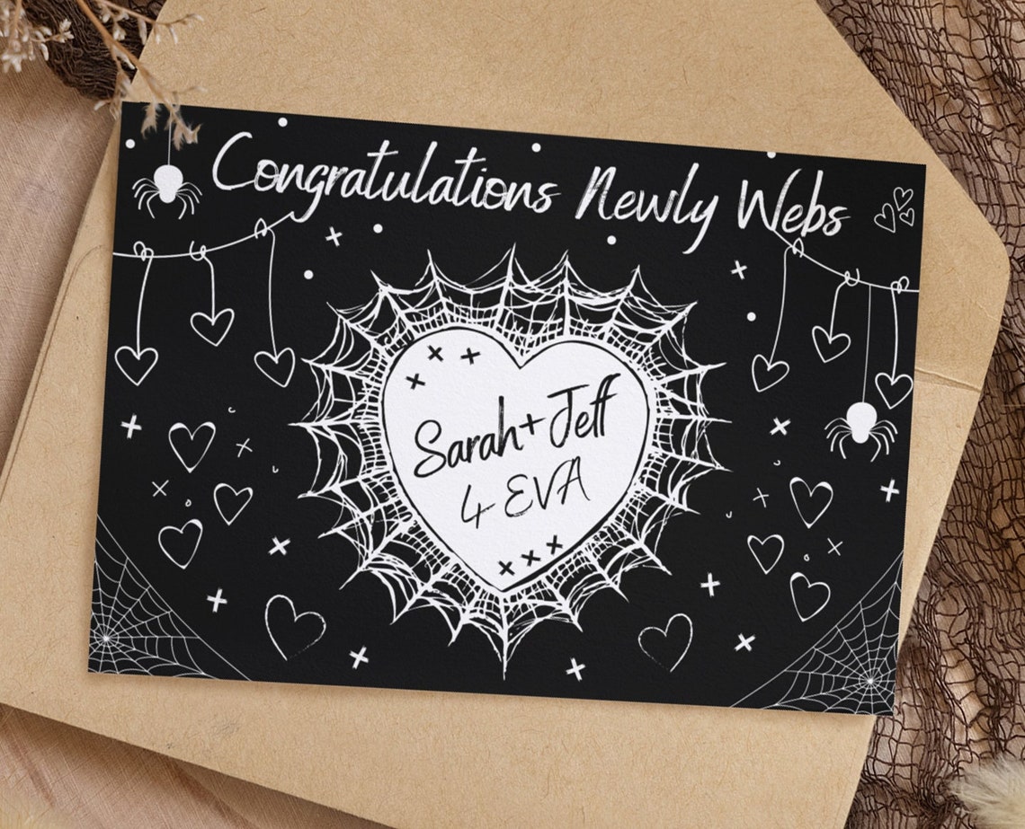 Spider Wedding Card ANY NAME Custom congratulations - Etsy