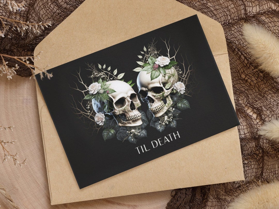 Wedding Skulls Card Til Death Black Marriage Engagement Greetings Card ...
