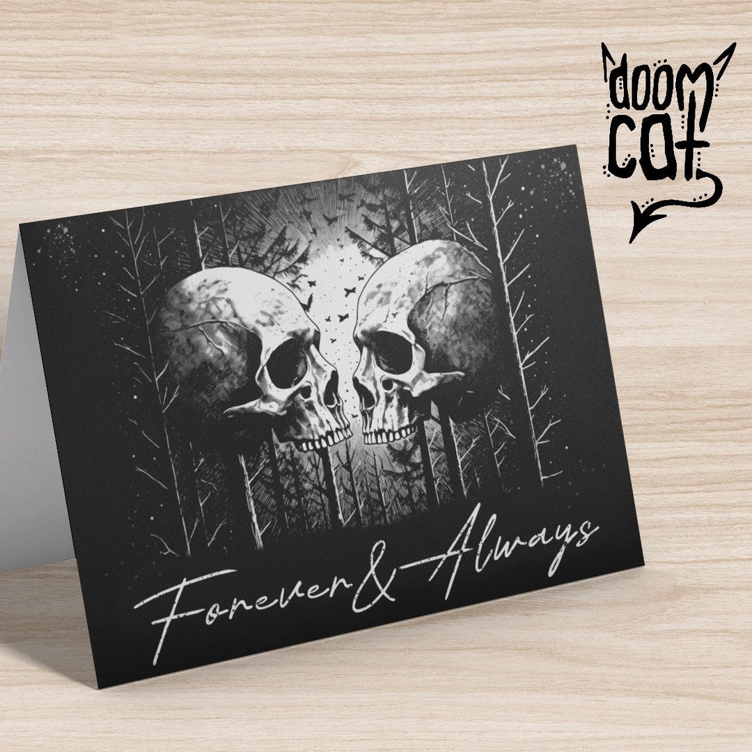 Gothic Wedding Anniversary Card Skulls Dark Art "forever and Always ...