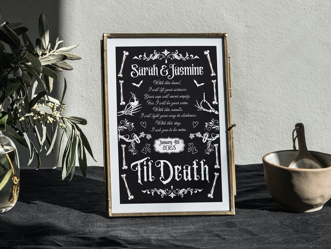 Personalised Wedding Gift Goth Til Death A5 A4 Print Gothic Corpse ...