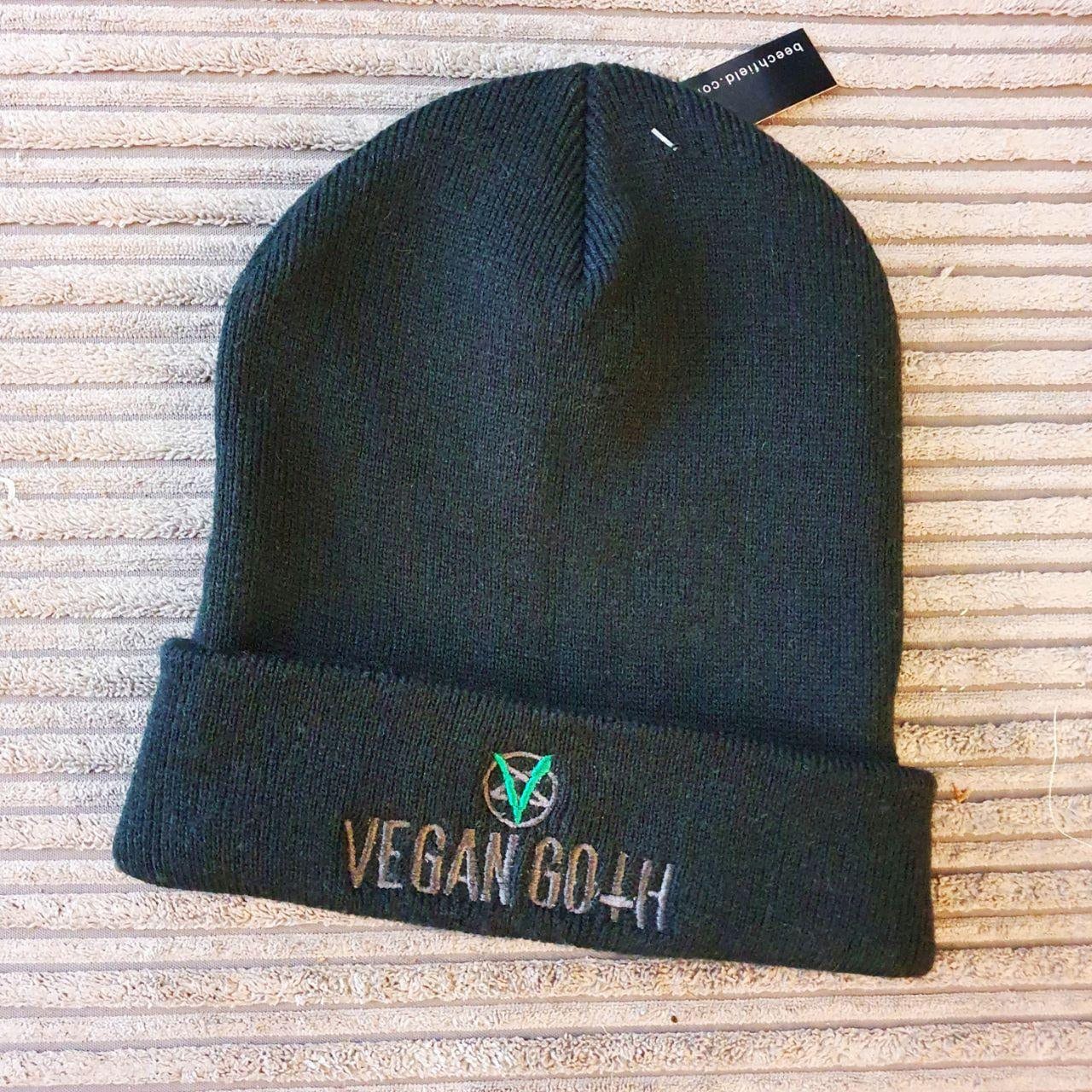 Vegan Beanie Embroidered Cap Hat Black Veganism vegan - Etsy