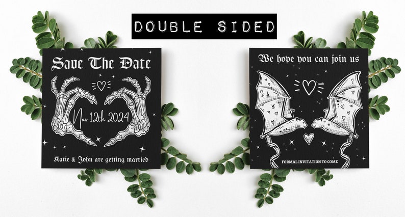 Goth Save the Date Square Bats Postcards Cards Gothic Black - Etsy UK