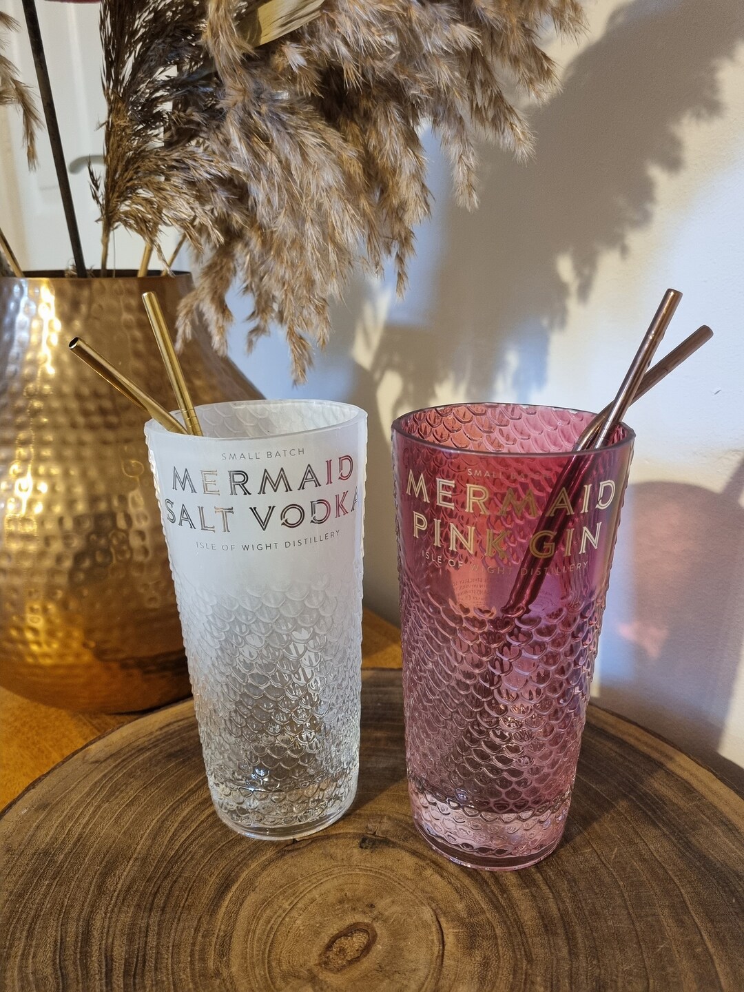 Mermaid Pink Gin & White Vodka Bottle Glasses - Etsy