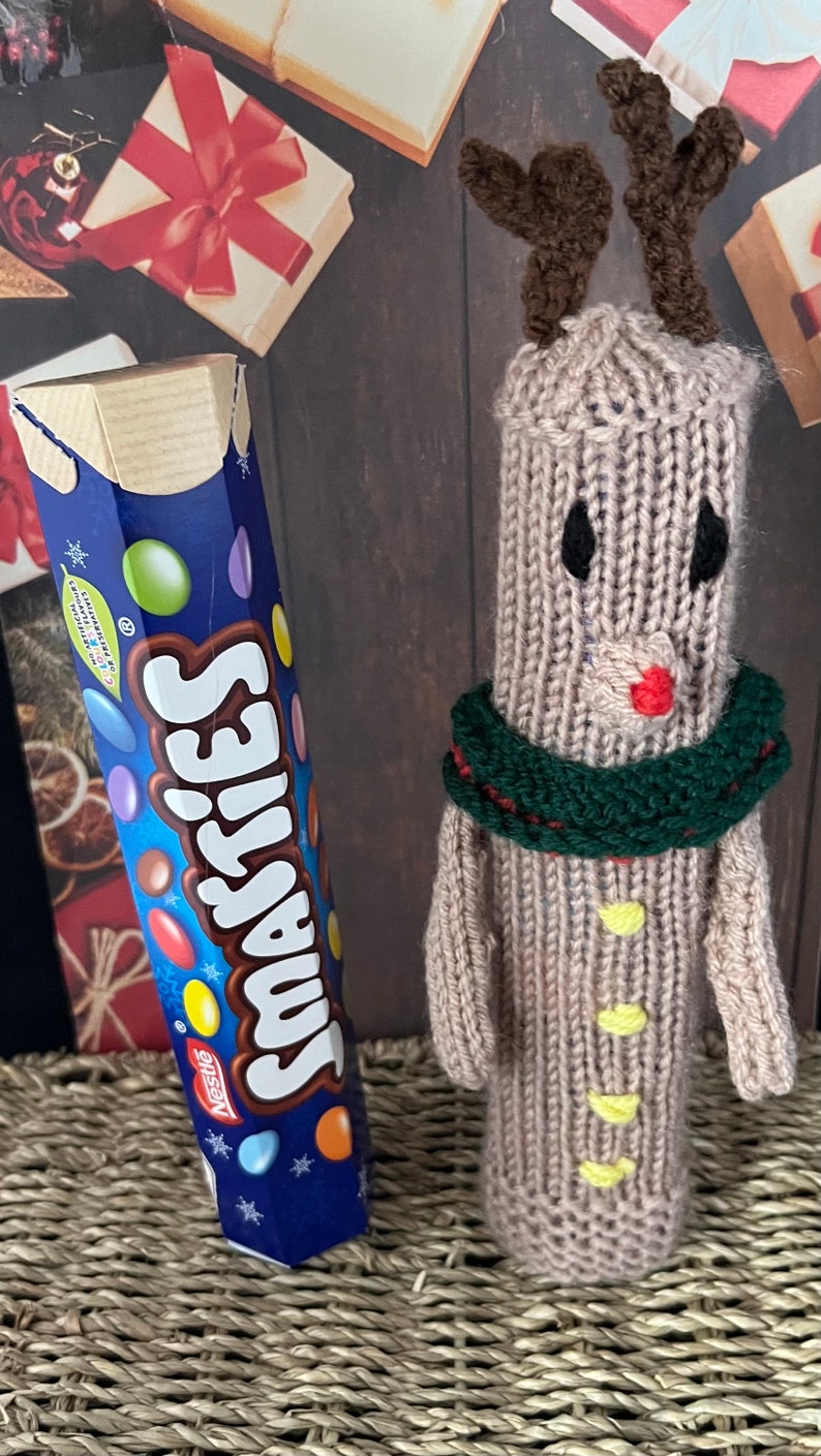 Hand Knitted, Christmas Sweet Tube Covers Santa, Reindeer,snowman, Elf ...