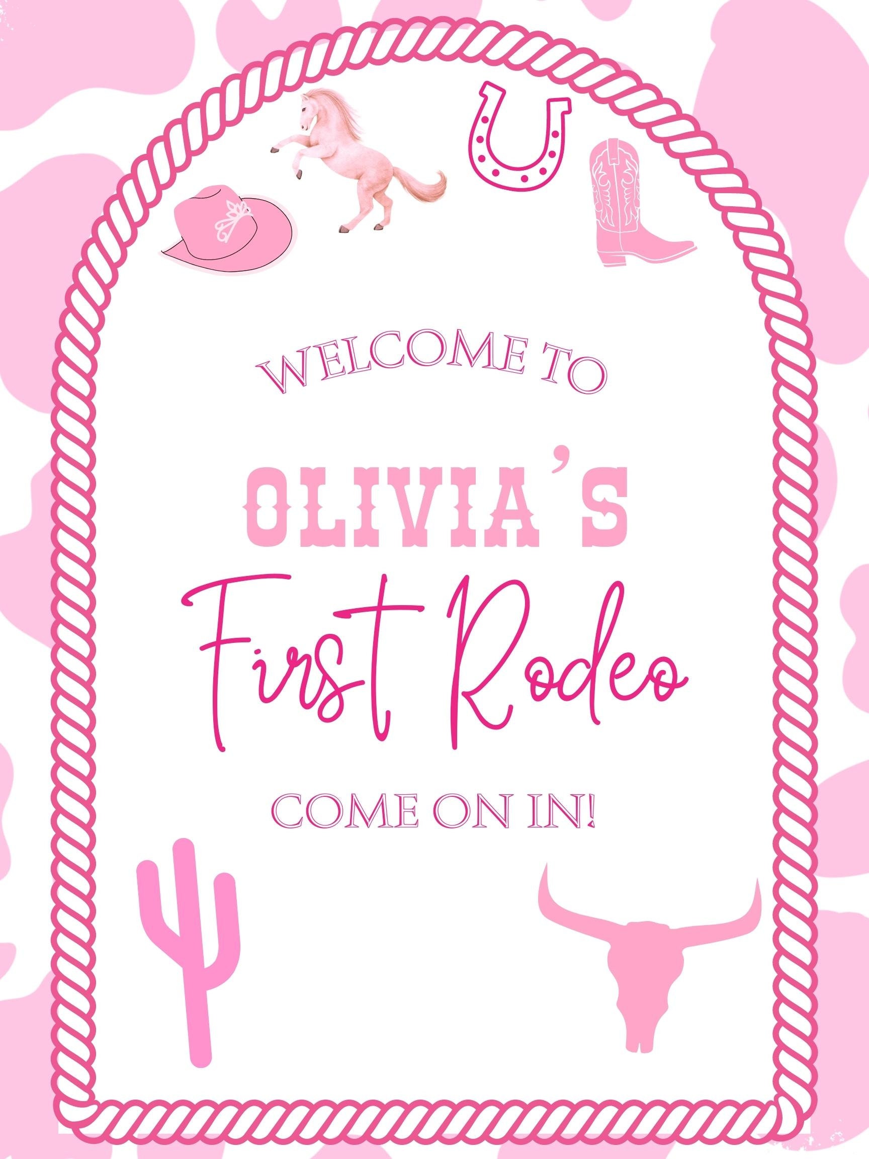 Girl First Rodeo Welcome Sign, Birthday Welcome Sign, Printable First ...