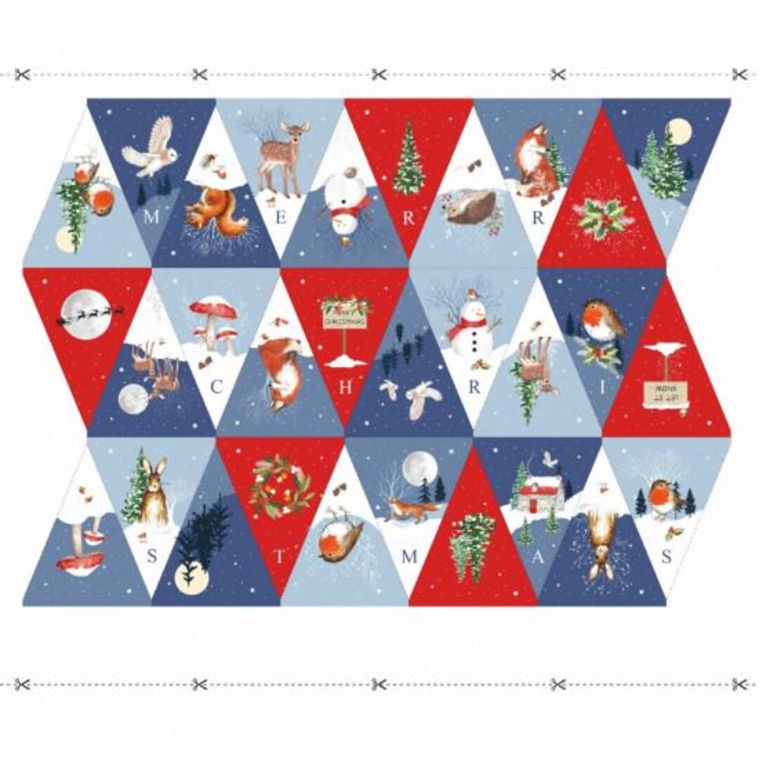 NEW ** 1 Panel X Nutex 'christmas Eve' 100% Cotton Bunting Fabric, 90cm ...