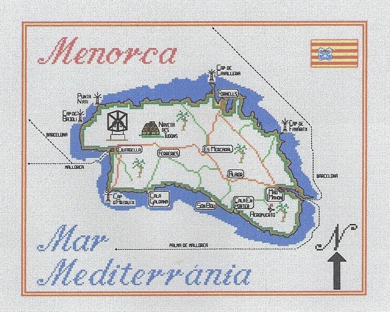 Cross Stitch Chart (digital Download) - Island of Menorca/minorca ...