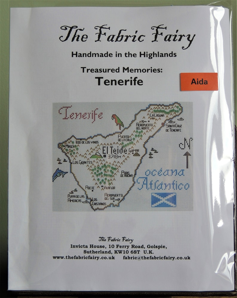 Cross Stitch Map Embroidery Kit, Tenerife (14-count Aida Fabric) - Etsy