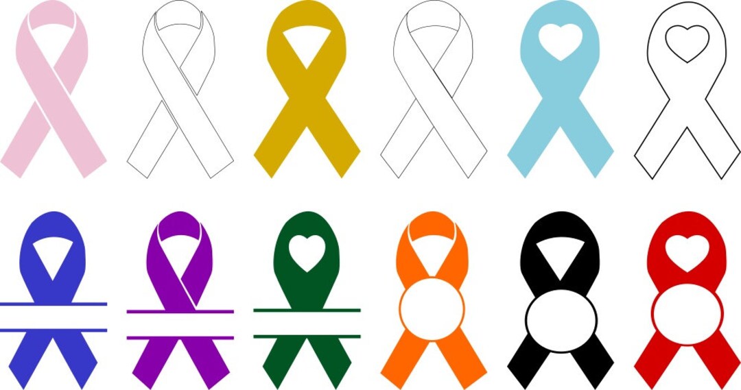 Awareness Ribbon Bundle PNG SVG Files - Etsy