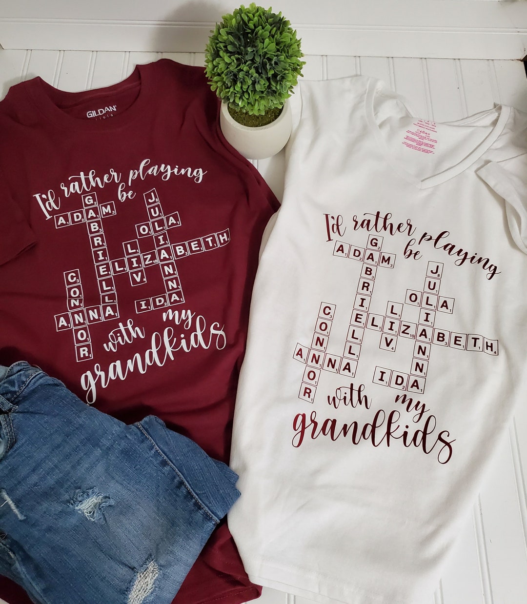 Grandparent Shirt With Names, Custom Scrabble Tiles Shirt, Scrabble ...