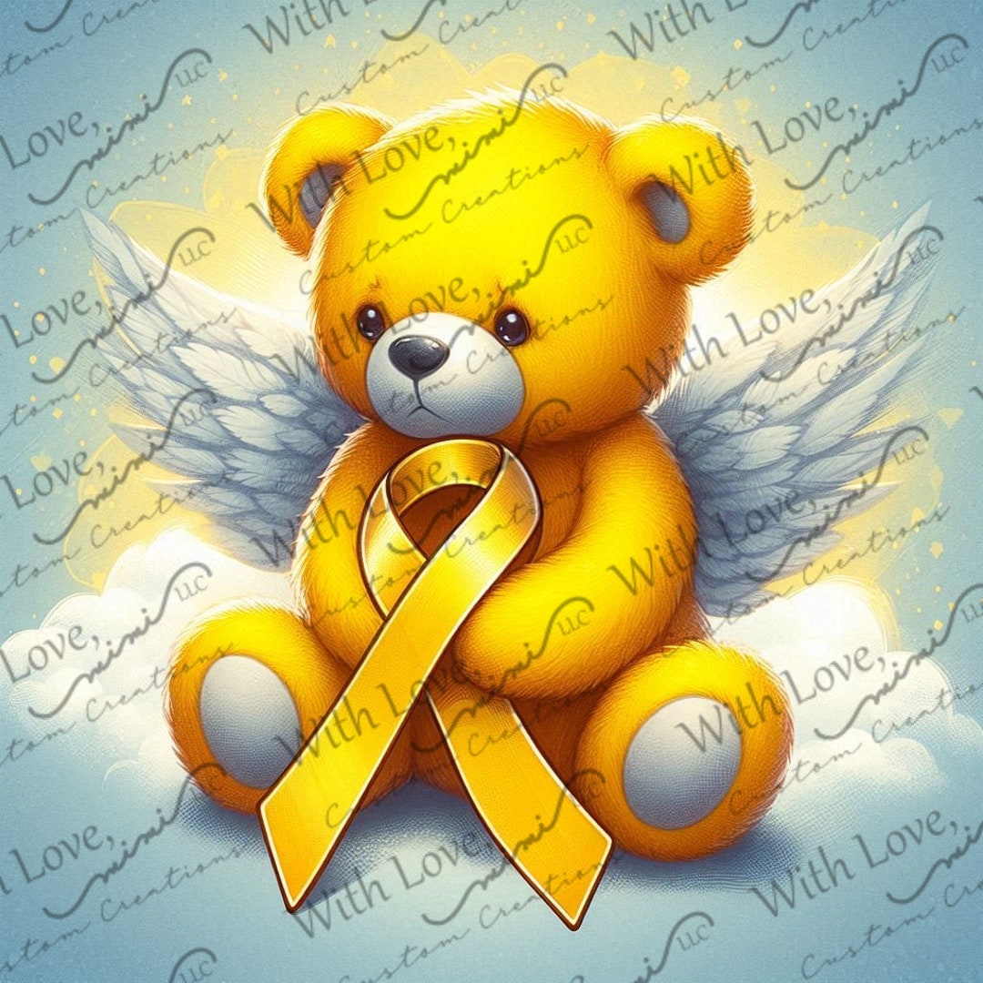 Digital Download Childhood Cancer Awareness Angel Bear PNG and JPEG ...