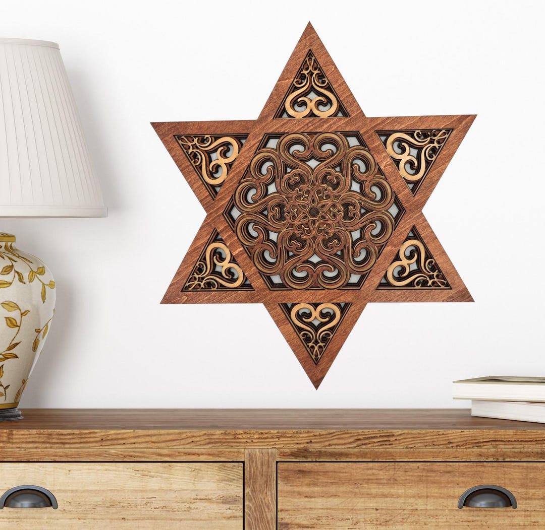 Wooden Star of David Wall Art, 3D Layered Star of David, Jewish Art - Etsy
