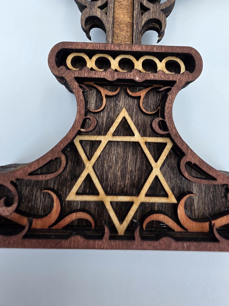 Wooden Menorah - Free Standing, 3D Layered Menorah, Jewish Art ...