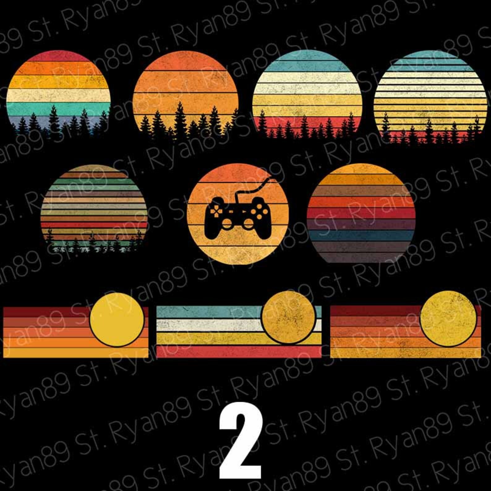 Retro Vintage Sunsets 50 Retro Sunset Clipart PNG Digital - Etsy