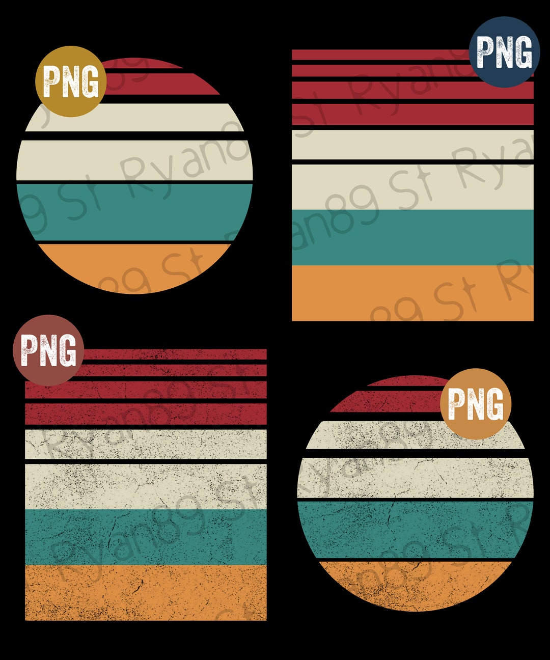 Retro Vintage Sublimation Designs Download Sunset PNG Retro - Etsy