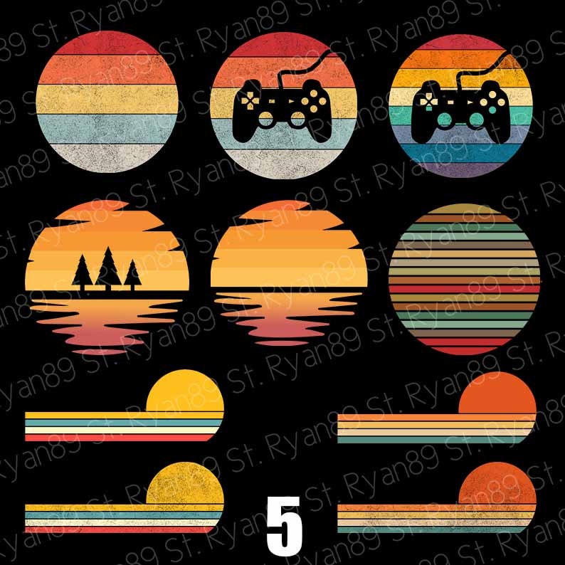 Retro Vintage Sunsets 50 Retro Sunset Clipart PNG Digital - Etsy