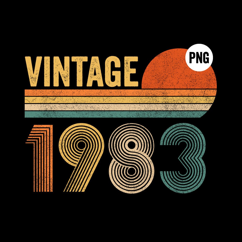 Vintage Retro 39 Years Birthday Png, Retro 39th Png, Born 1983 Png, 39 Years Old Digital File ...