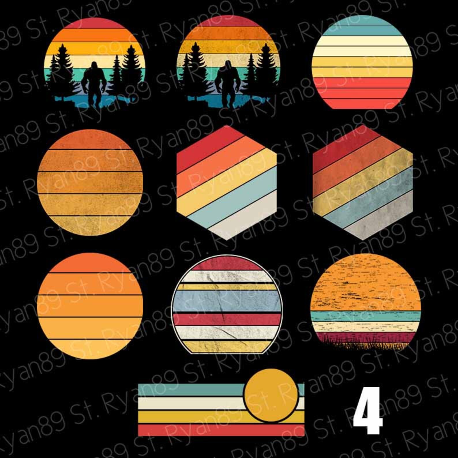 Retro Vintage Sunsets 50 Retro Sunset Clipart PNG Digital - Etsy