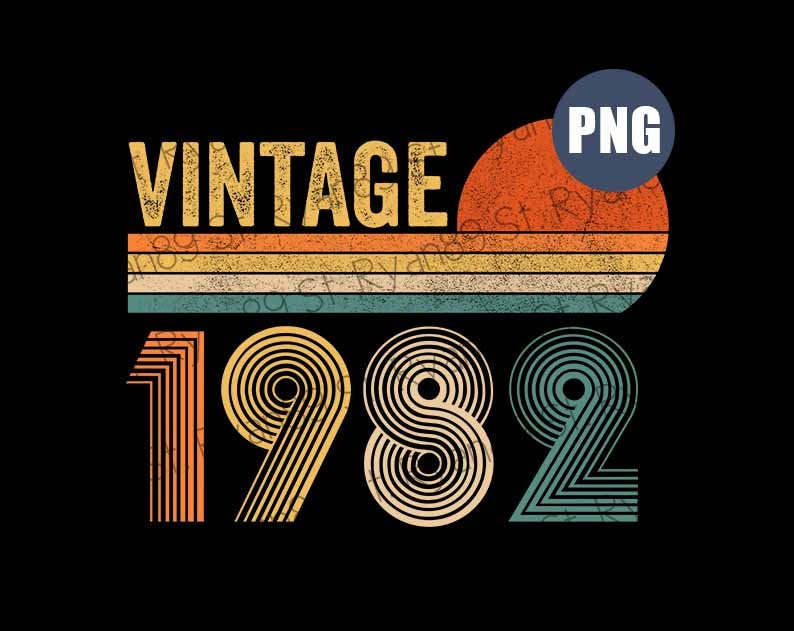Vintage Retro 38 Years Birthday Png, Retro 38th Png, Born 1982 Png, 38 ...