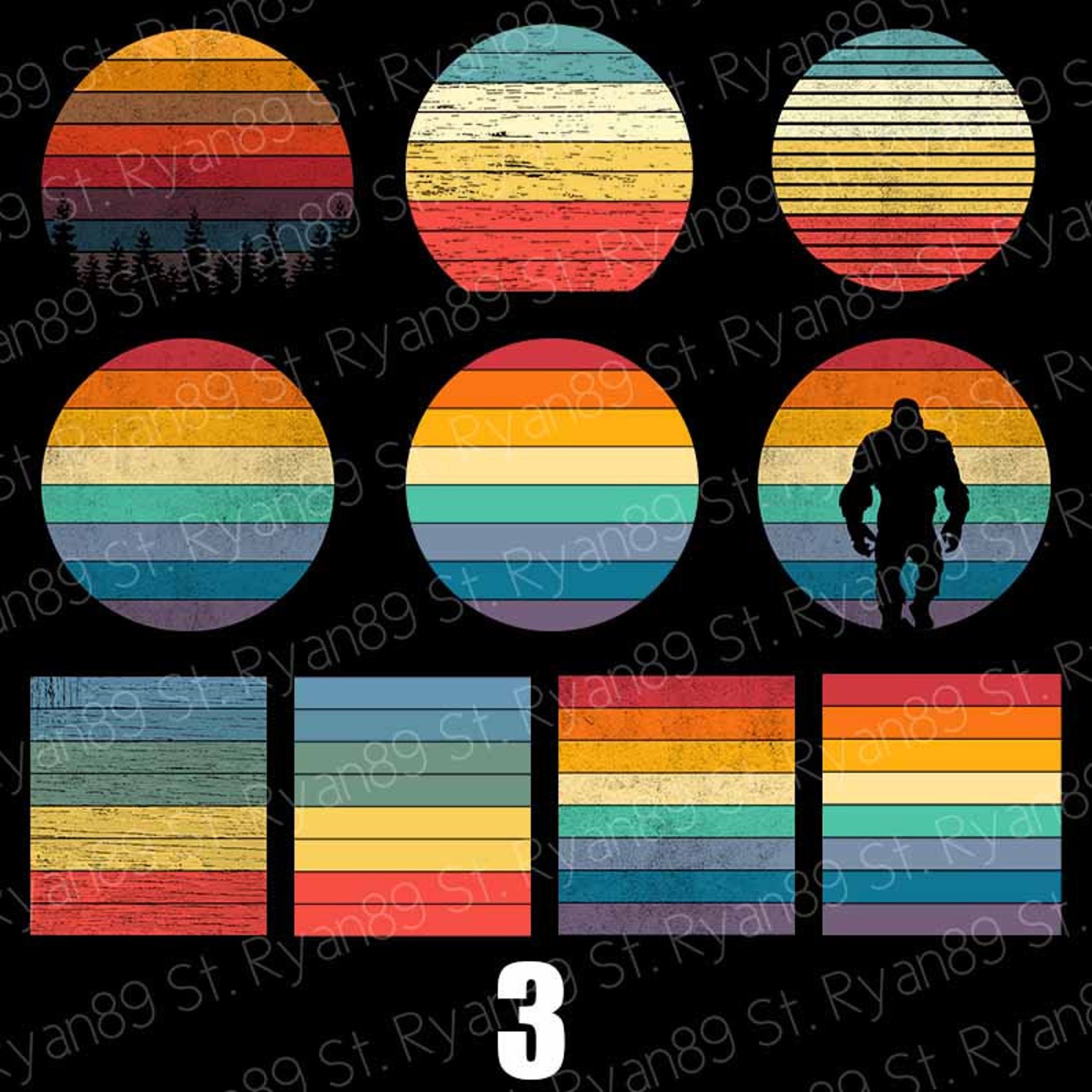 Retro Vintage Sunsets 50 Retro Sunset Clipart PNG Digital - Etsy