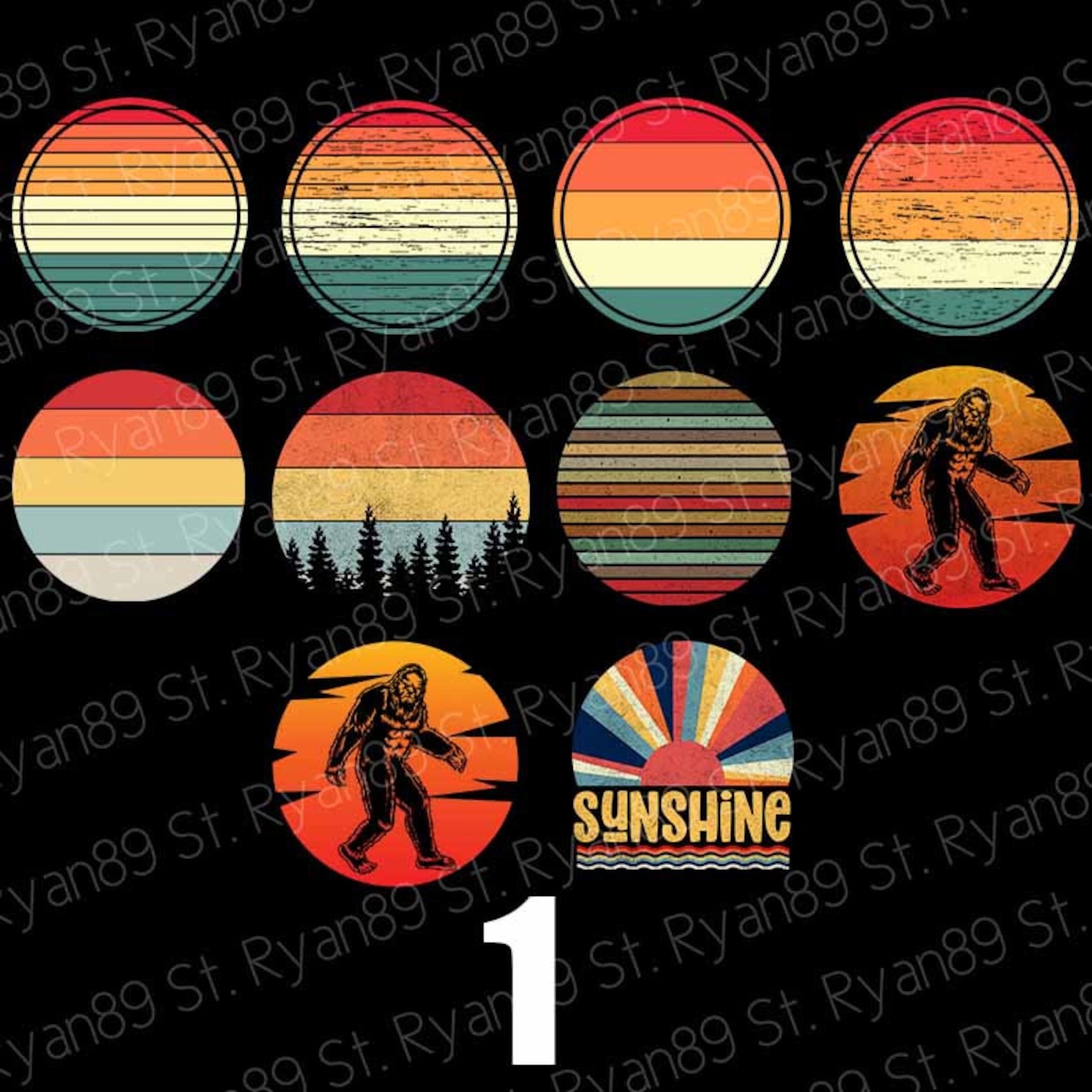 Retro Vintage Sunsets 50 Retro Sunset Clipart PNG Digital - Etsy