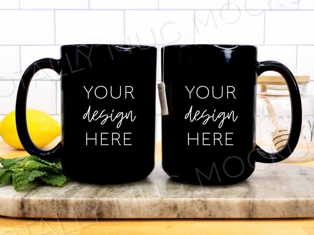 15oz Black Mugs Mockup Photo / JPEG / 300 DPI / Use for Front and Back ...