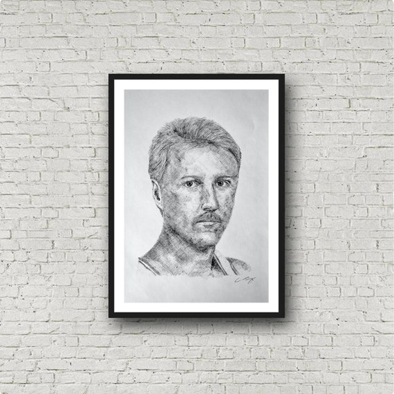 Larry Bird Portrait Drawing Sketch With Pen Fine Art Print | Etsy